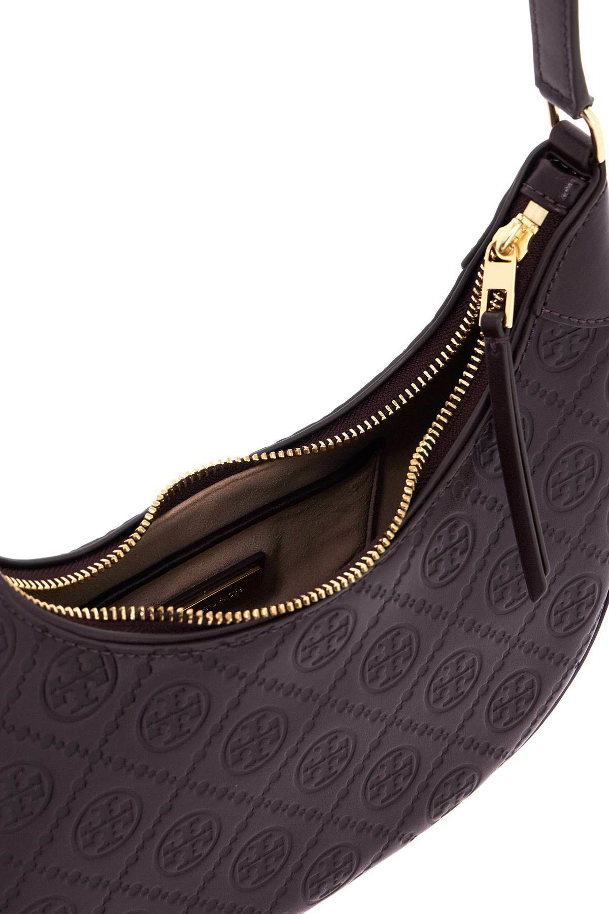 TORY BURCH half-moon leather t monogram bag Brown Tory Burch