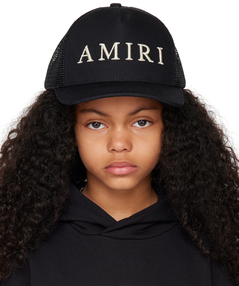 AMIRI Kids Black Logo Trucker Cap Amiri