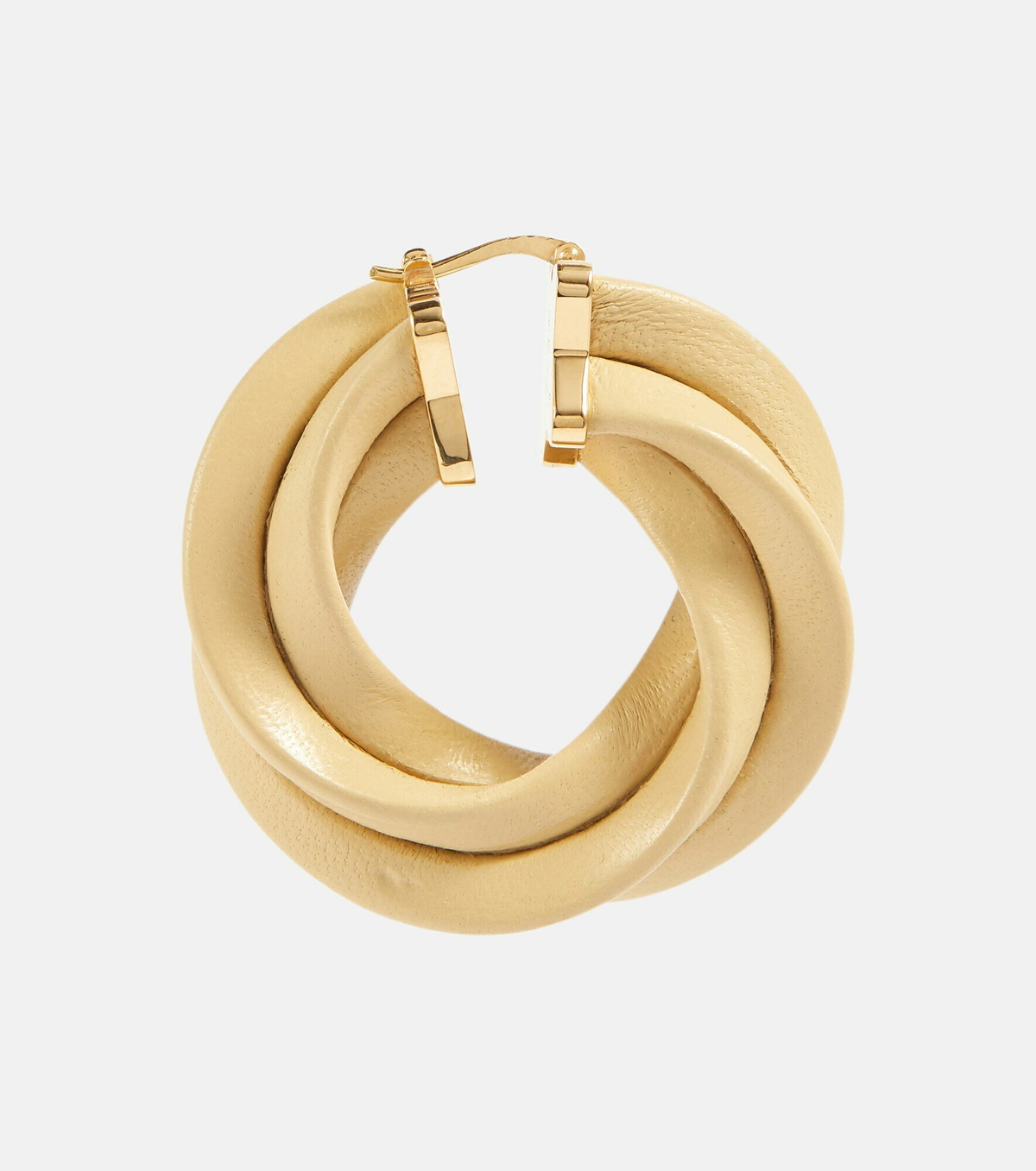 Bottega Veneta - Twist gold-plated and leather hoop earrings Bottega Veneta