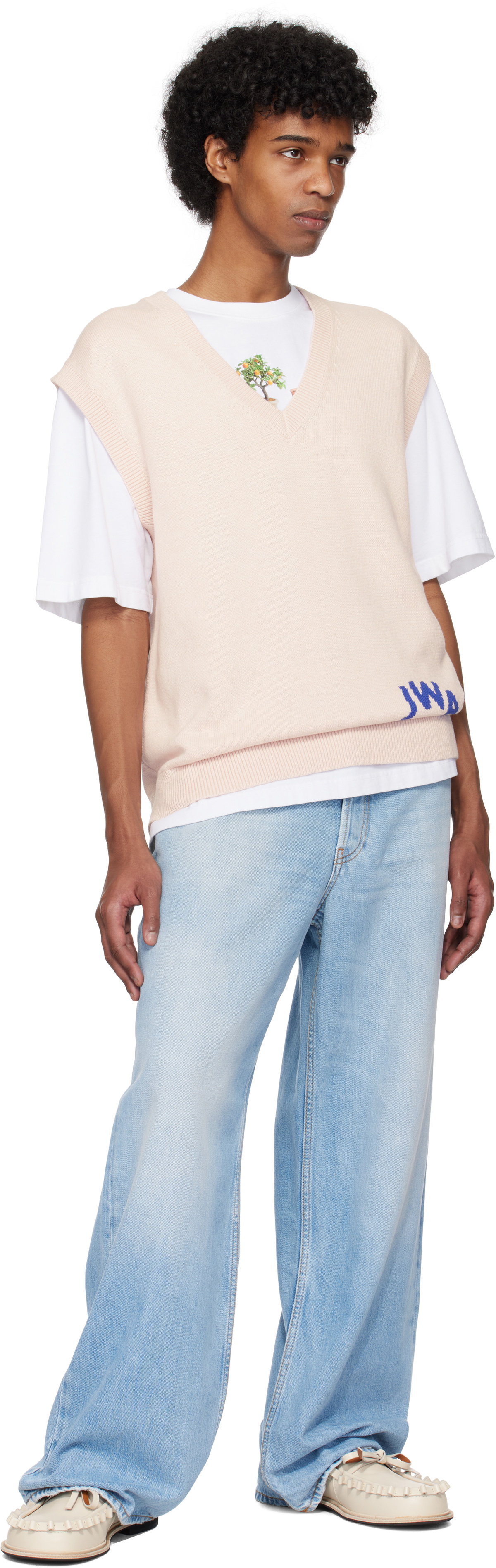 JW Anderson Pink 'JWA' V-Neck Vest JW Anderson