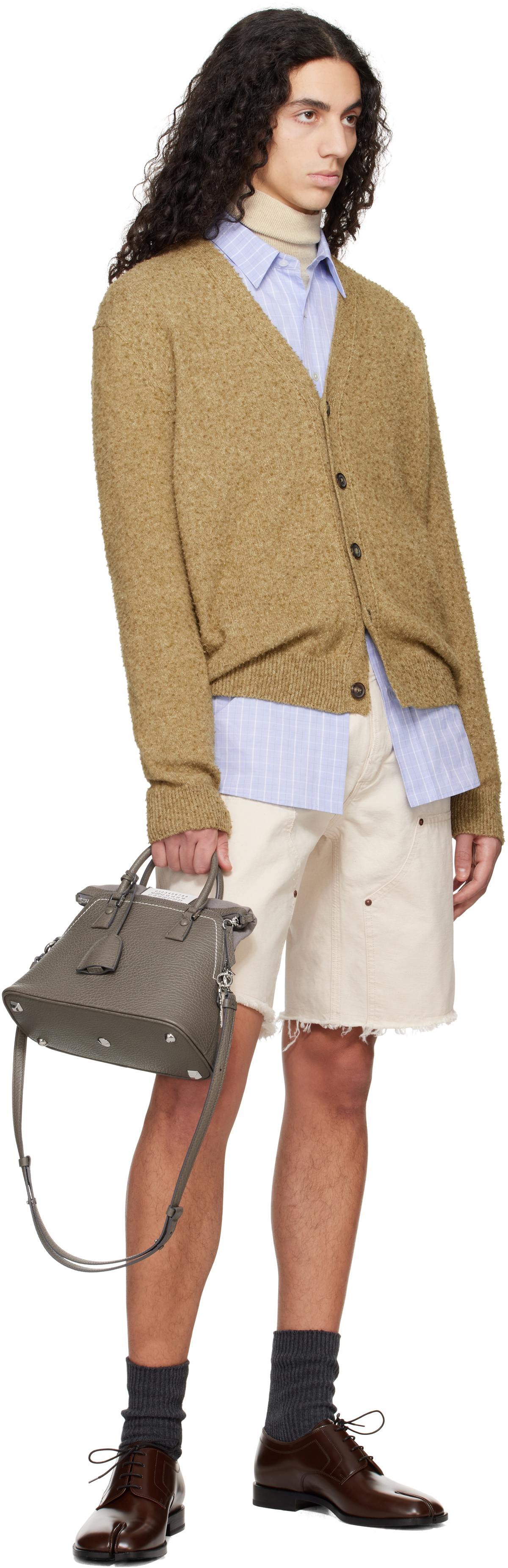 Maison Margiela Beige Stud Denim Shorts Maison Margiela