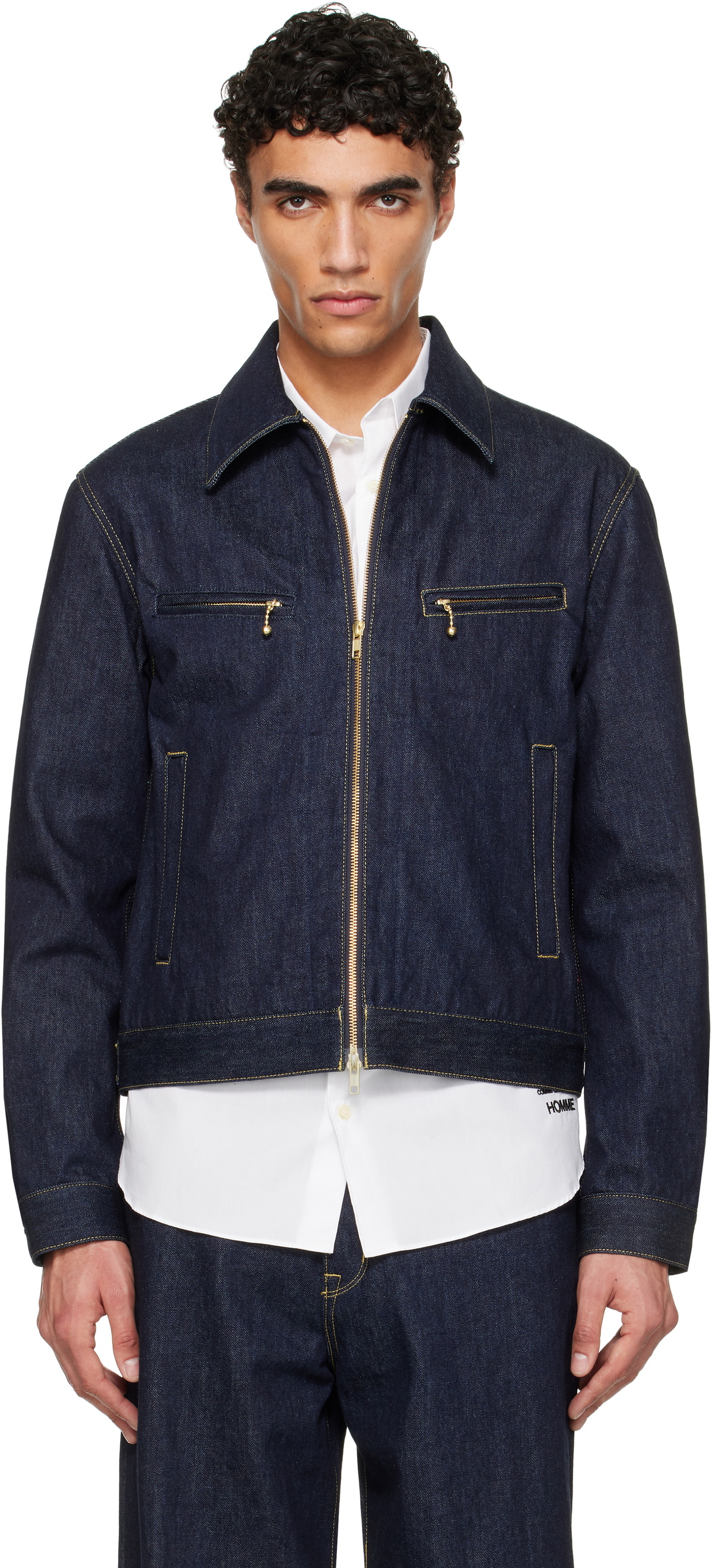 FUMITO GANRYU Navy Work Riders Denim Jacket Fumito Ganryu
