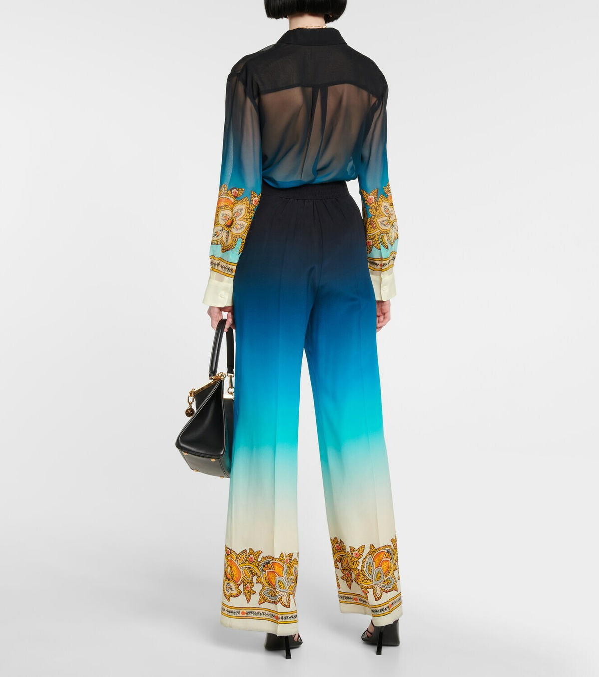 Etro Ombré printed silk wide-leg pants Etro