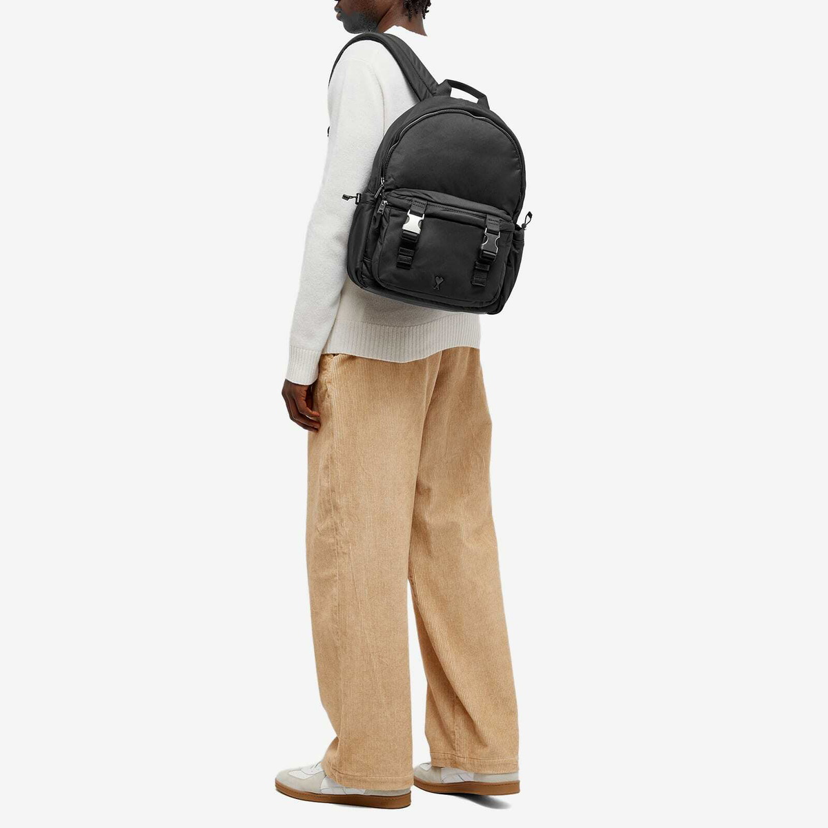AMI Paris Men's Tonal Logo Backpack in Black AMI
