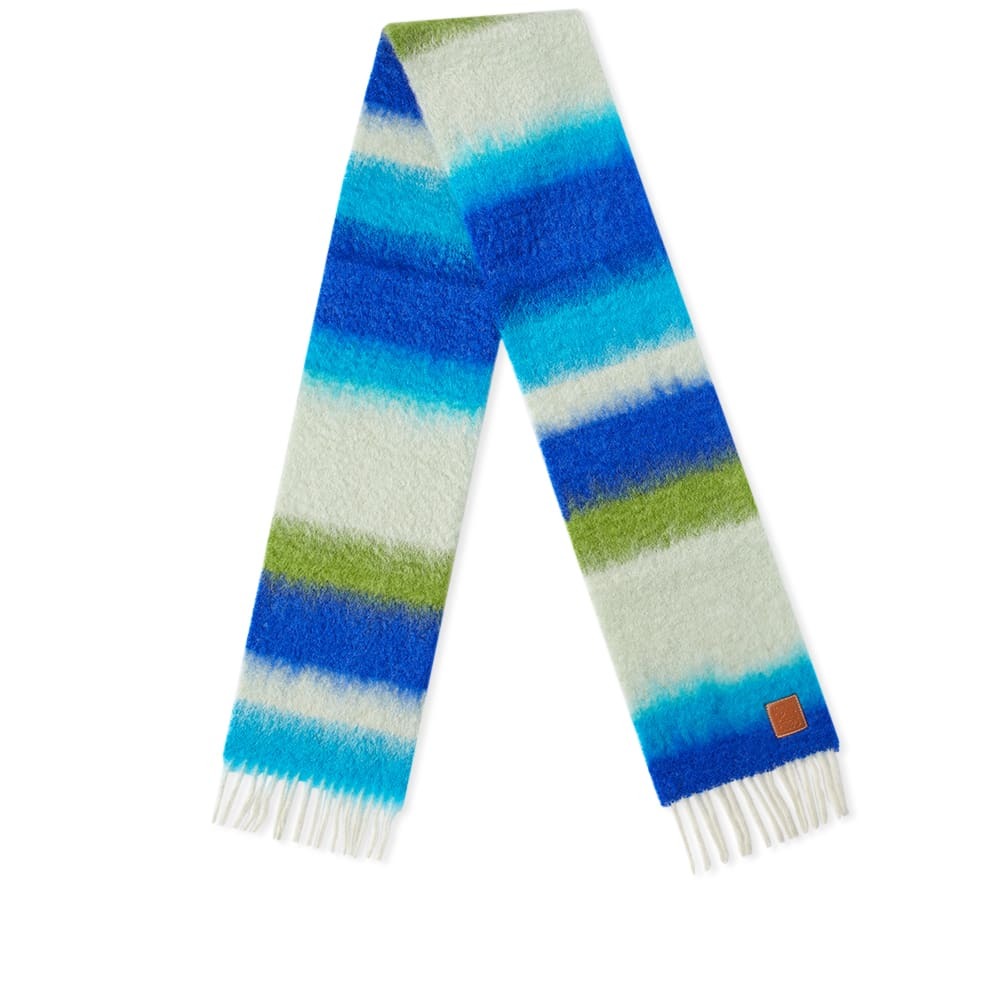 Loewe Men's Mohair Stripe Scarf in Dark Blue/Multi Loewe
