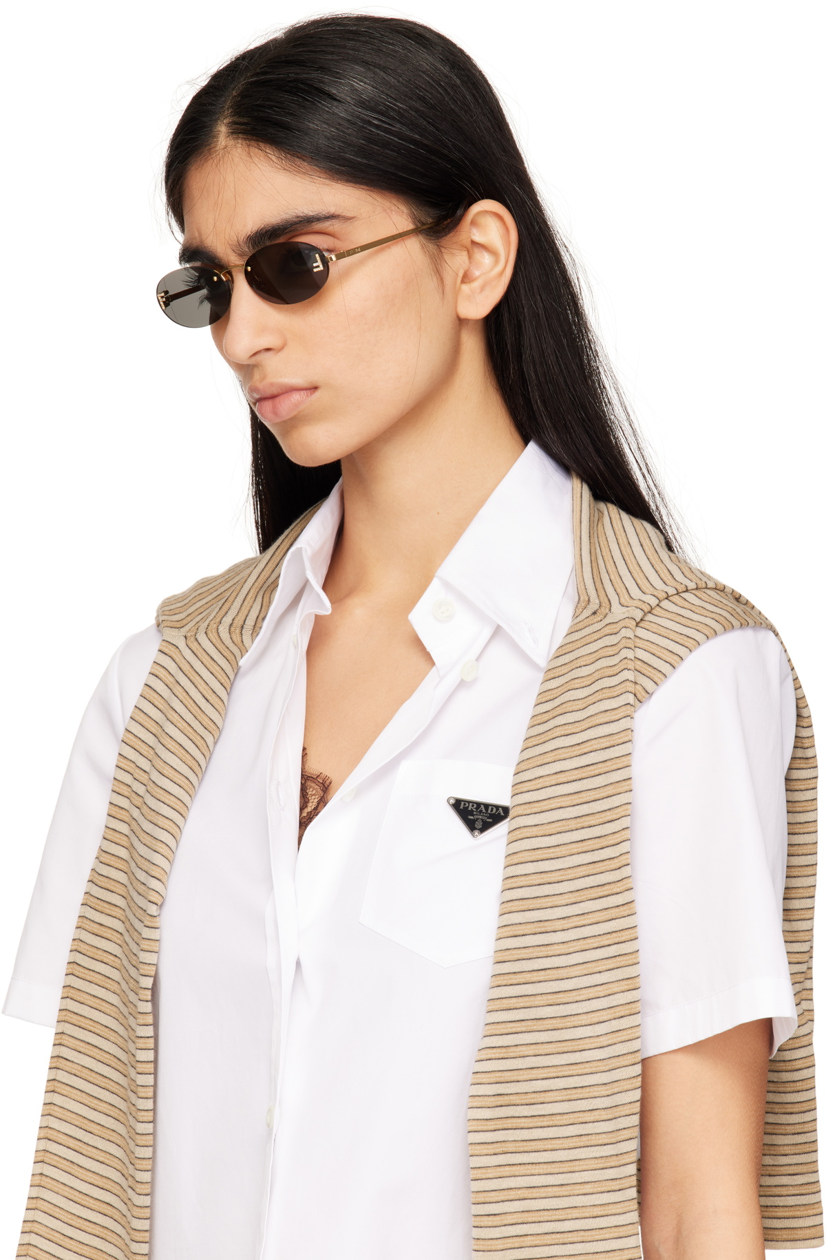 Fendi Gold 'Fendi First' Crystal Sunglasses Fendi