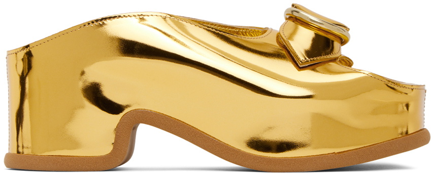 Dries Van Noten Gold Platform Clogs Dries Van Noten