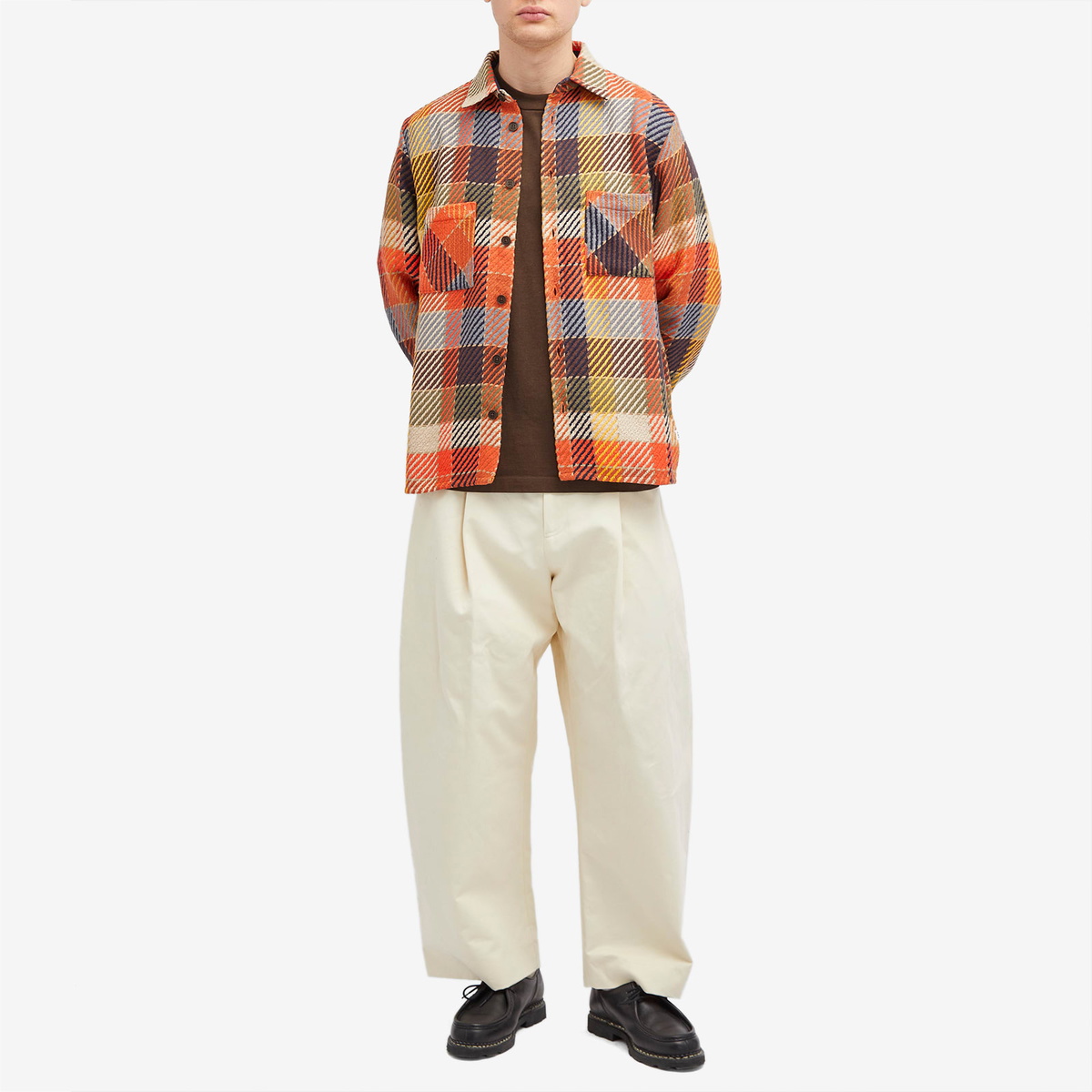 Wax London Men's Whiting Pike Check Overshirt in Orange Multi Wax London