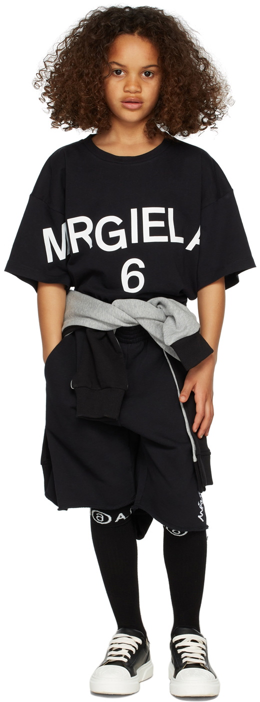 MM6 Maison Margiela Kids Black Logo Shorts MM6 Maison Margiela