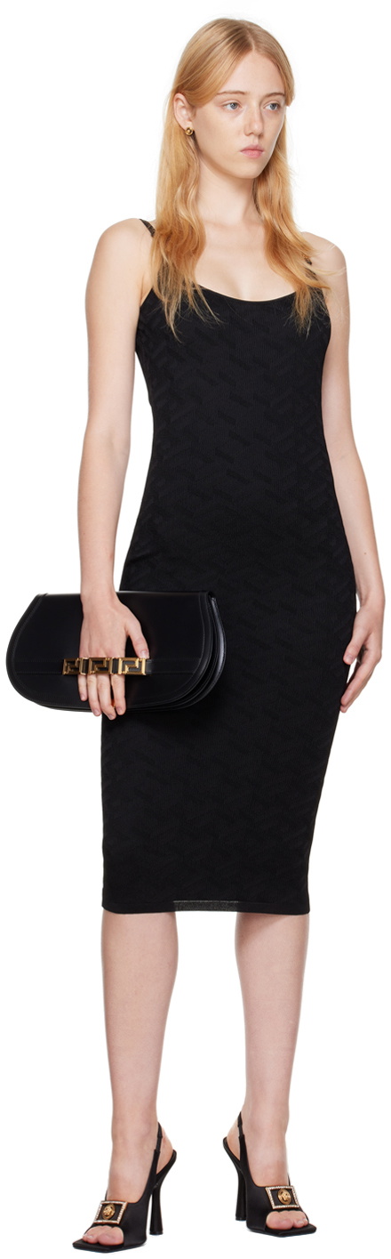 Versace Black 'La Greca' Midi Dress Versace