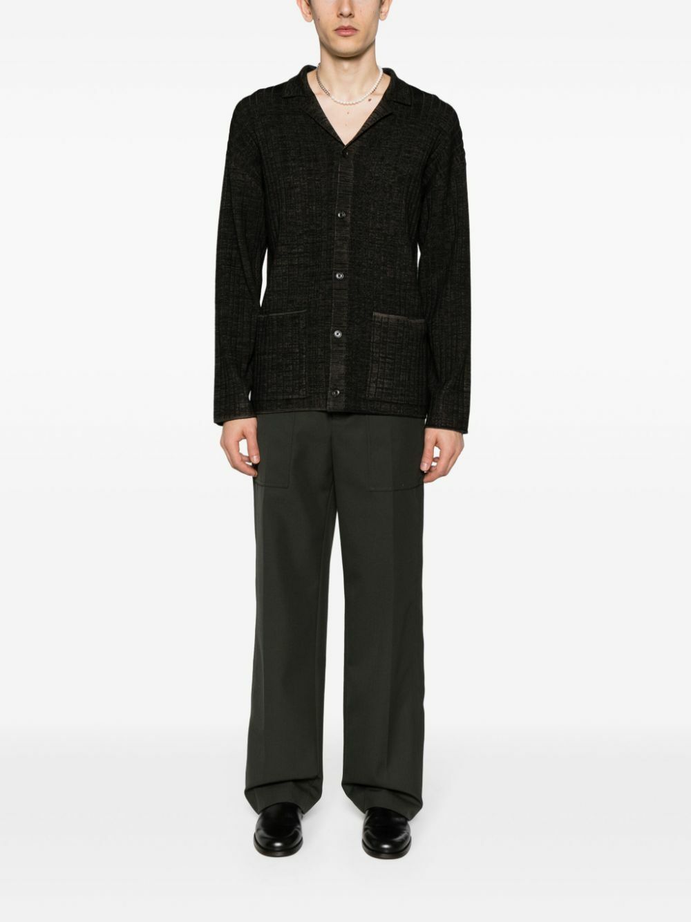 Nanushka Black Torben Ribbed Knit Cardigan Nanushka
