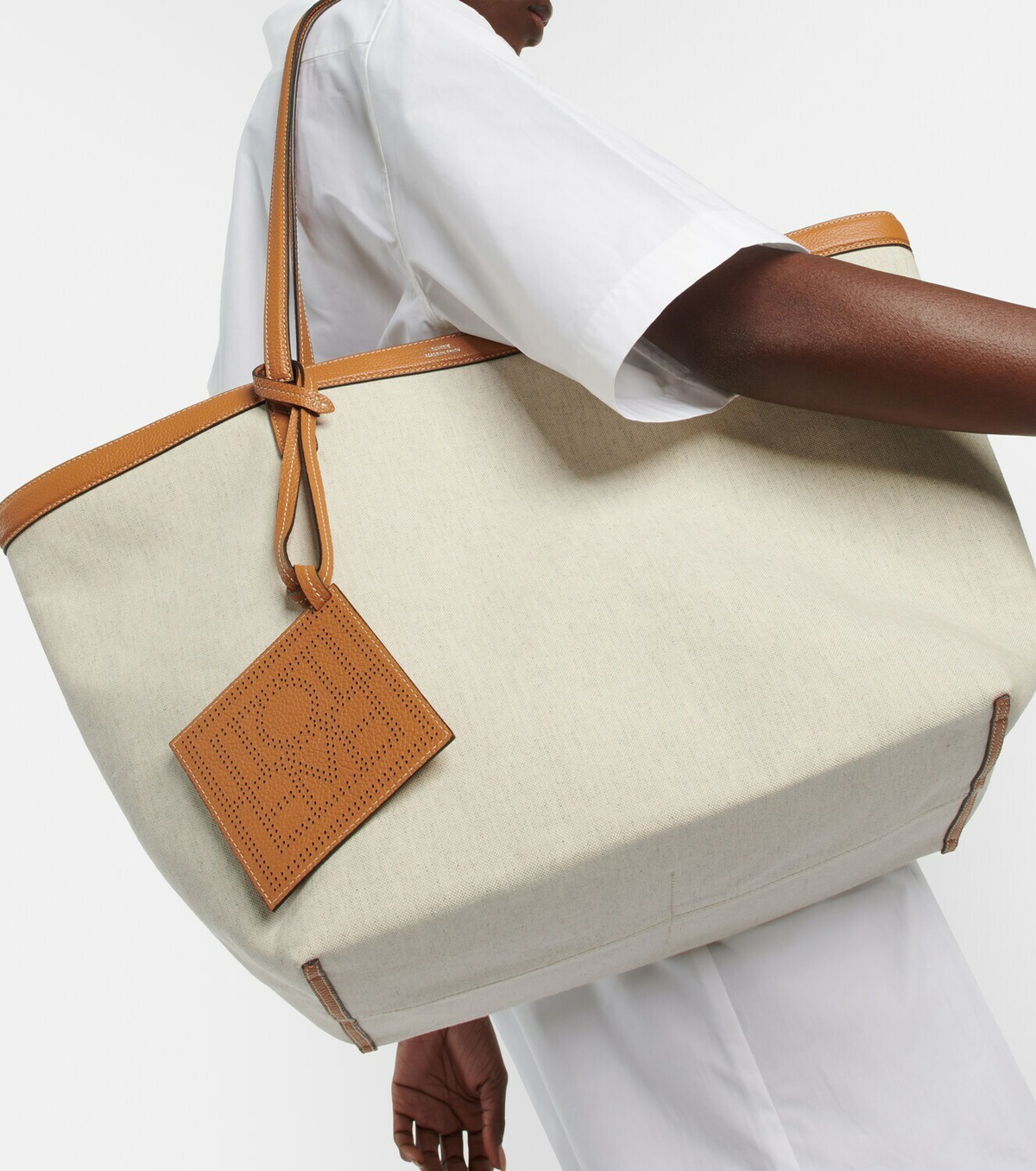 Toteme Leather-trimmed canvas tote bag Toteme