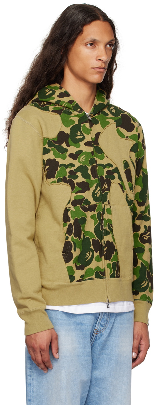 BAPE Khaki ABC Camo Patchwork Full Zip Hoodie A Bathing Ape
