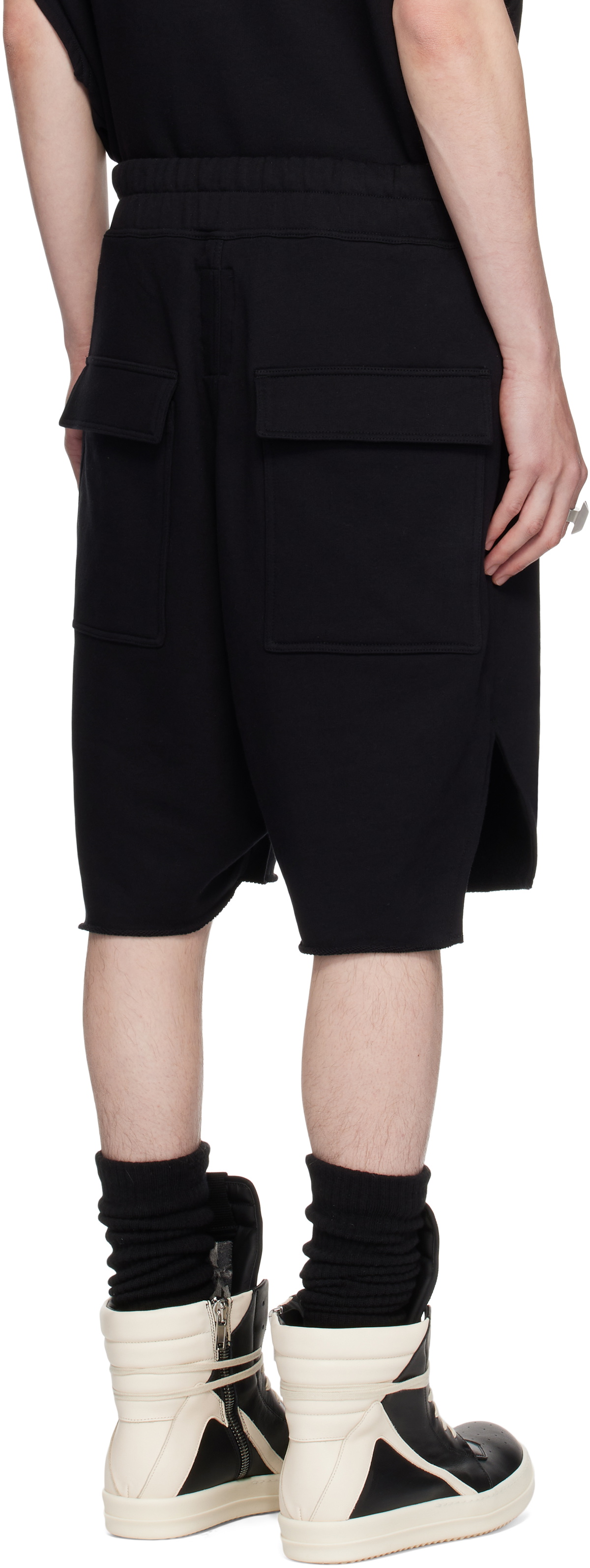 Rick Owens Black Champion Edition Beveled Pods Shorts Rick Owens