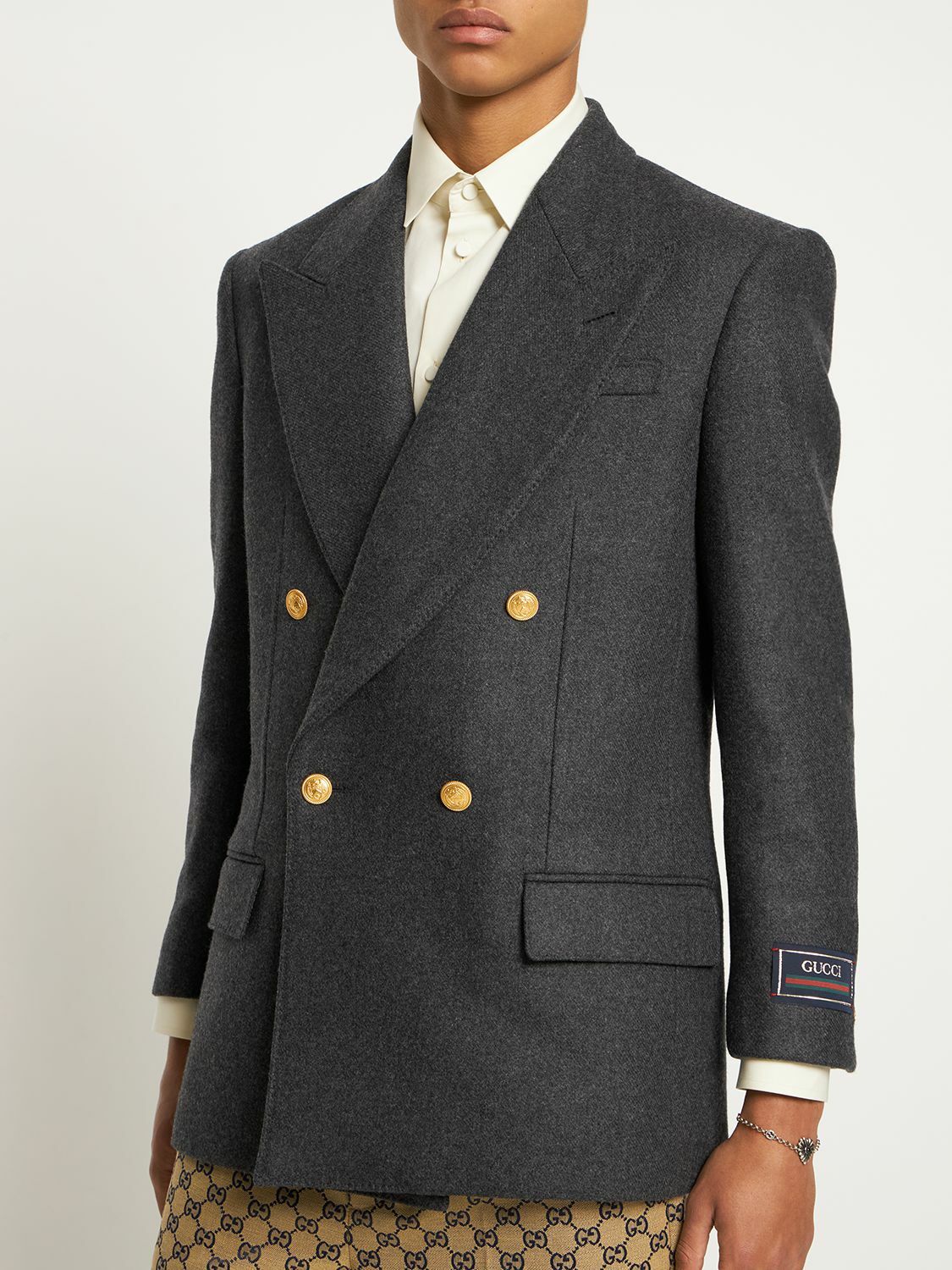 GUCCI - Double Breasted Wool Blend Jacket Gucci