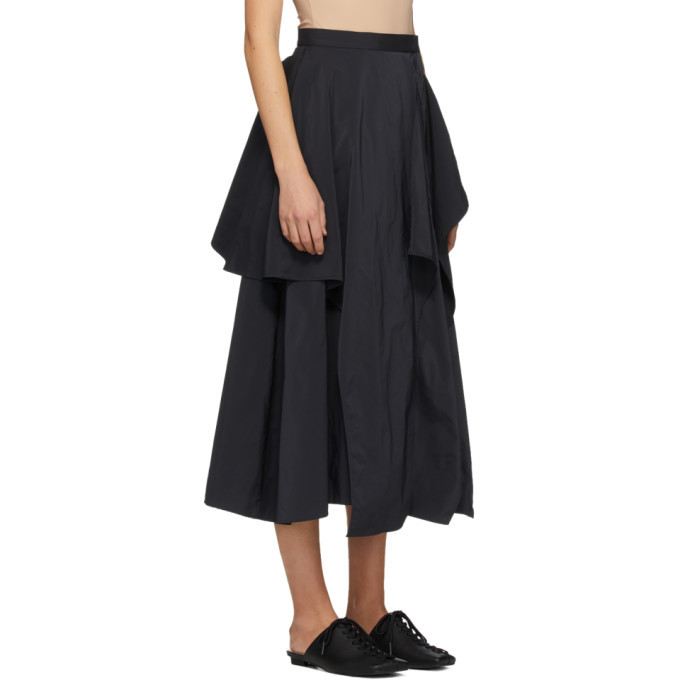Enfold Navy Broad Random Hem Skirt Enfold