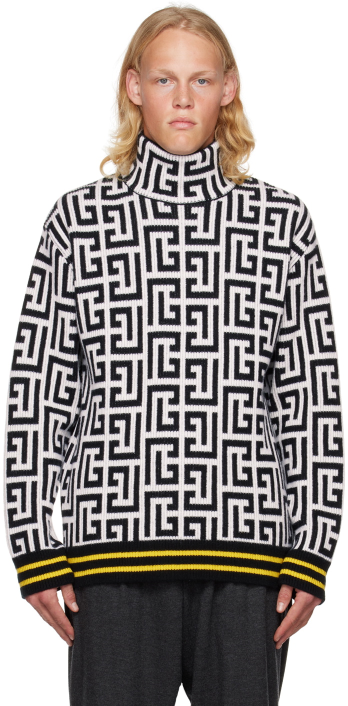 Balmain White Ribbed Turtleneck Balmain