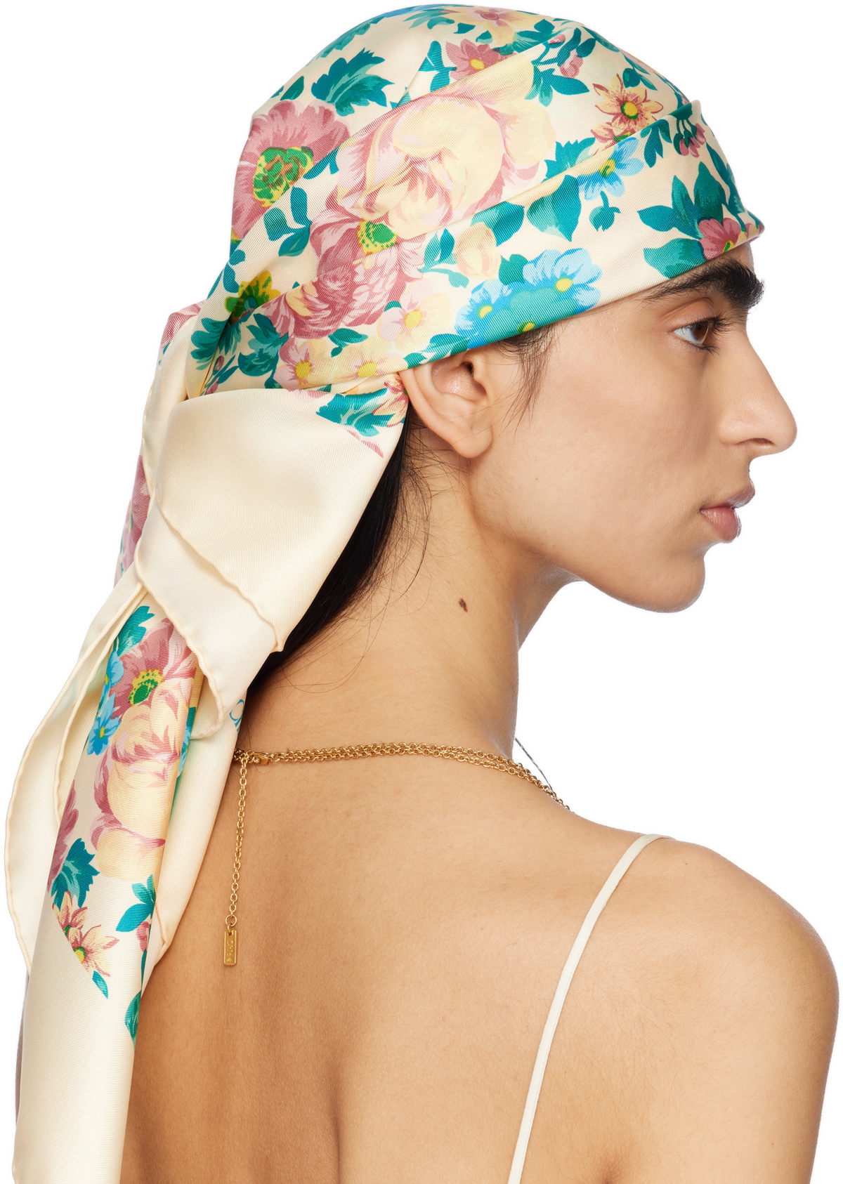Chloé Beige 'The Chloé Peonies' Scarf Chloe