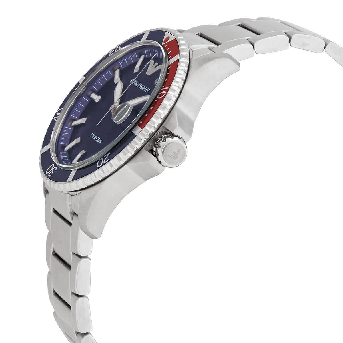 Emporio Armani Classic Blue Dial Pepsi Bezel Mens Watch AR11339 Emporio ...