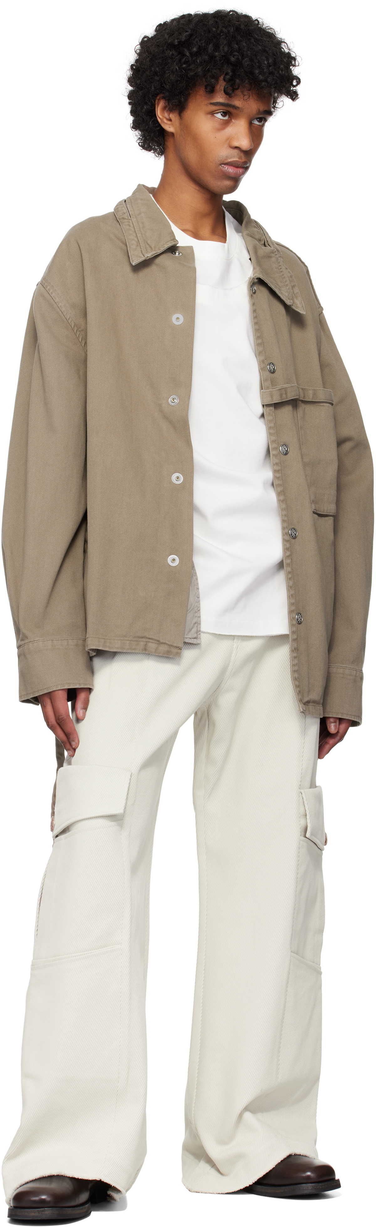 NULLUS White Impaled & Deconstructed Collar T-shirt NULLUS