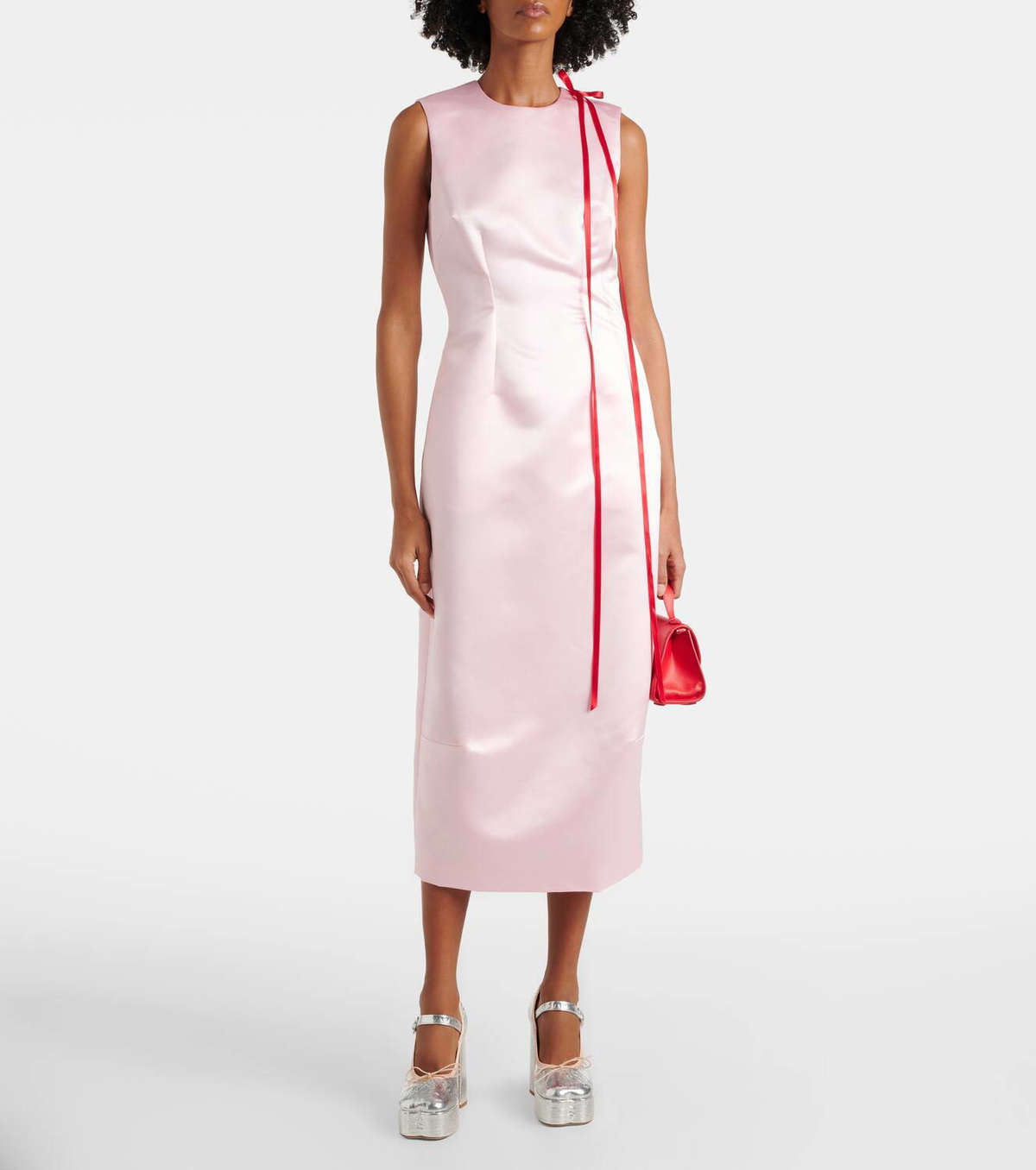 Simone Rocha Bow-detail satin midi dress Simone Rocha