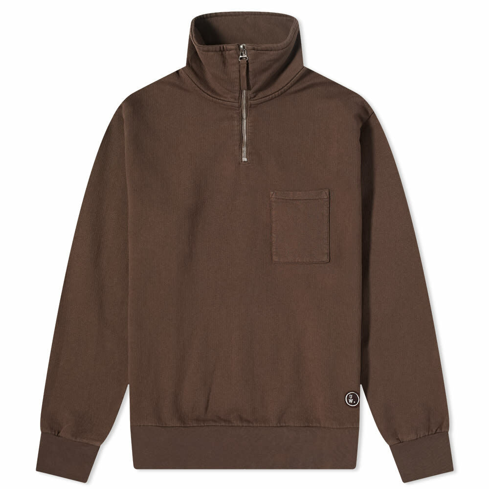 Universal Works Men's Quarter Zip Sweat in Light Brown Universal Works