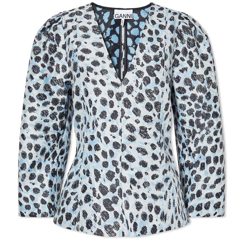GANNI Crispy Jacquard Leopard Top GANNI