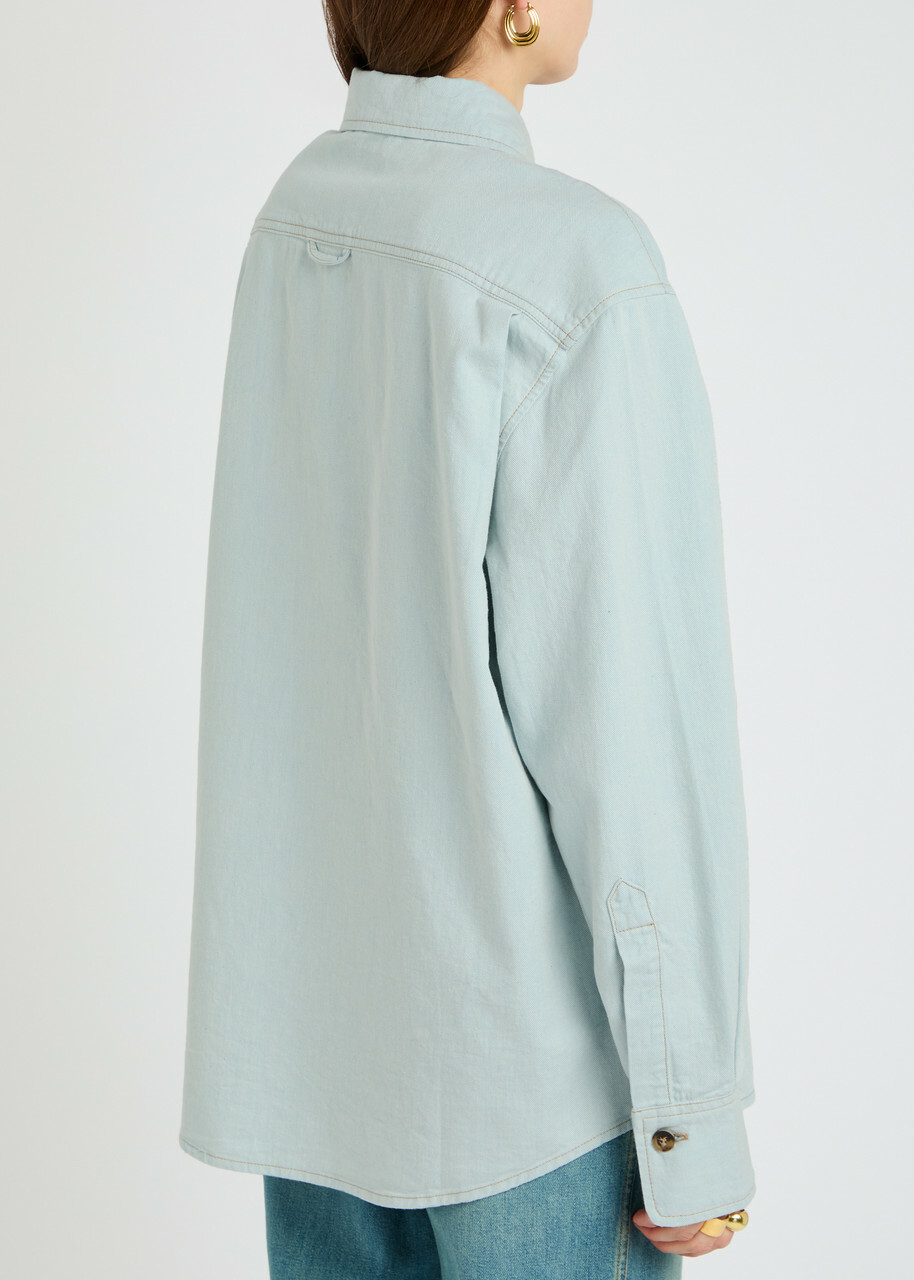 Victoria Beckham Logo Denim Shirt Light Blue Victoria Beckham