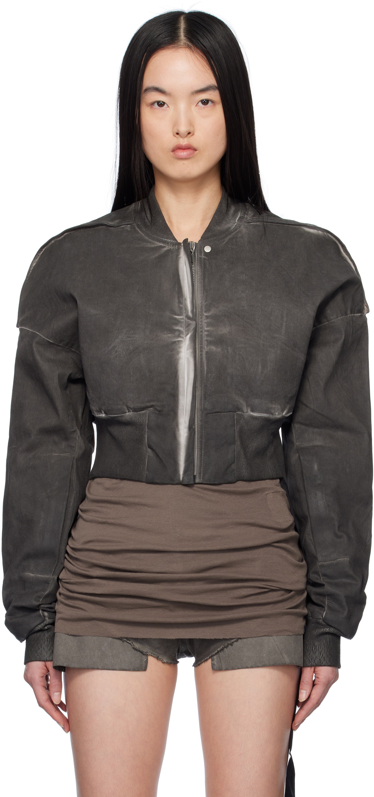 Rick Owens DRKSHDW Gray Hollywood Cropped Denim Flight Jacket Rick ...