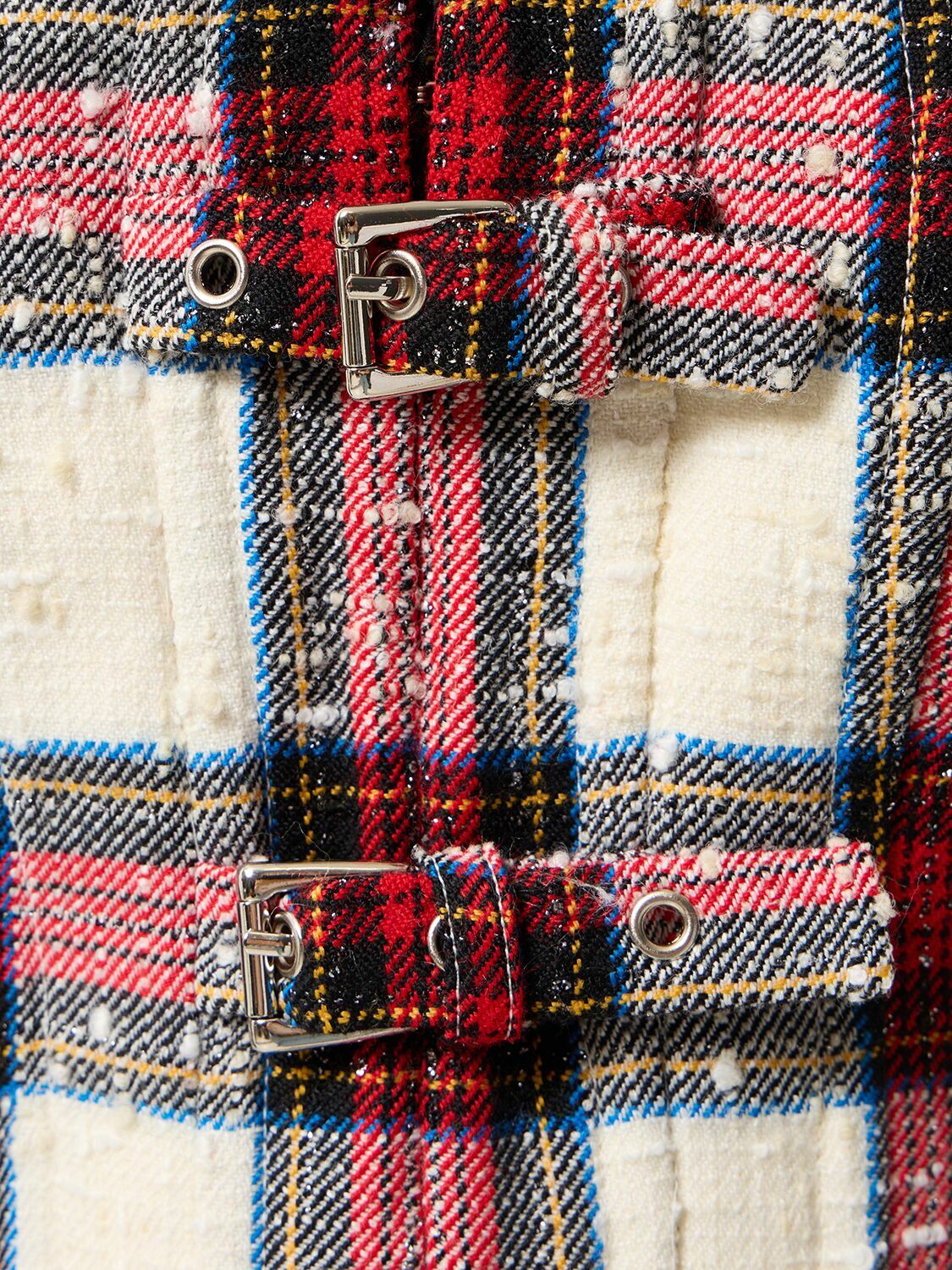 ALESSANDRA RICH Checked Lurex Bustier with Buckles Alessandra Rich