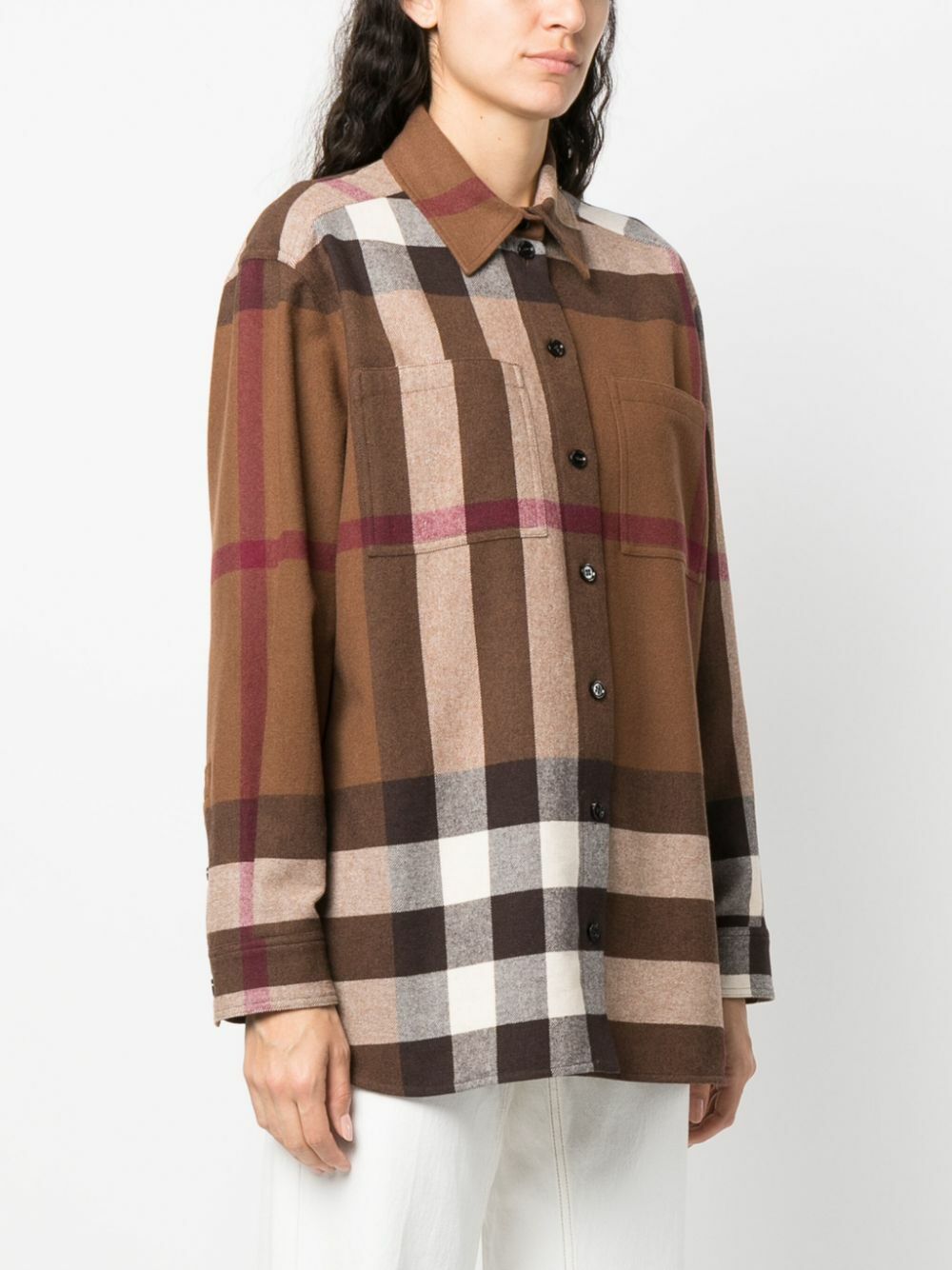 BURBERRY - Check Motif Wool Shirt Burberry