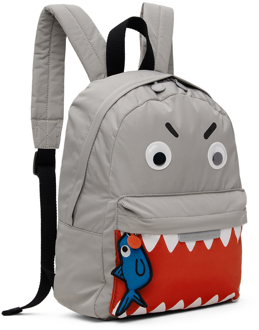 Stella McCartney Kids Gray Shark Print Backpack Stella McCartney