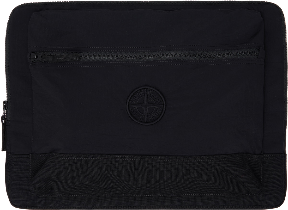 Stone Island Black Nylon Metal Laptop Case Stone Island