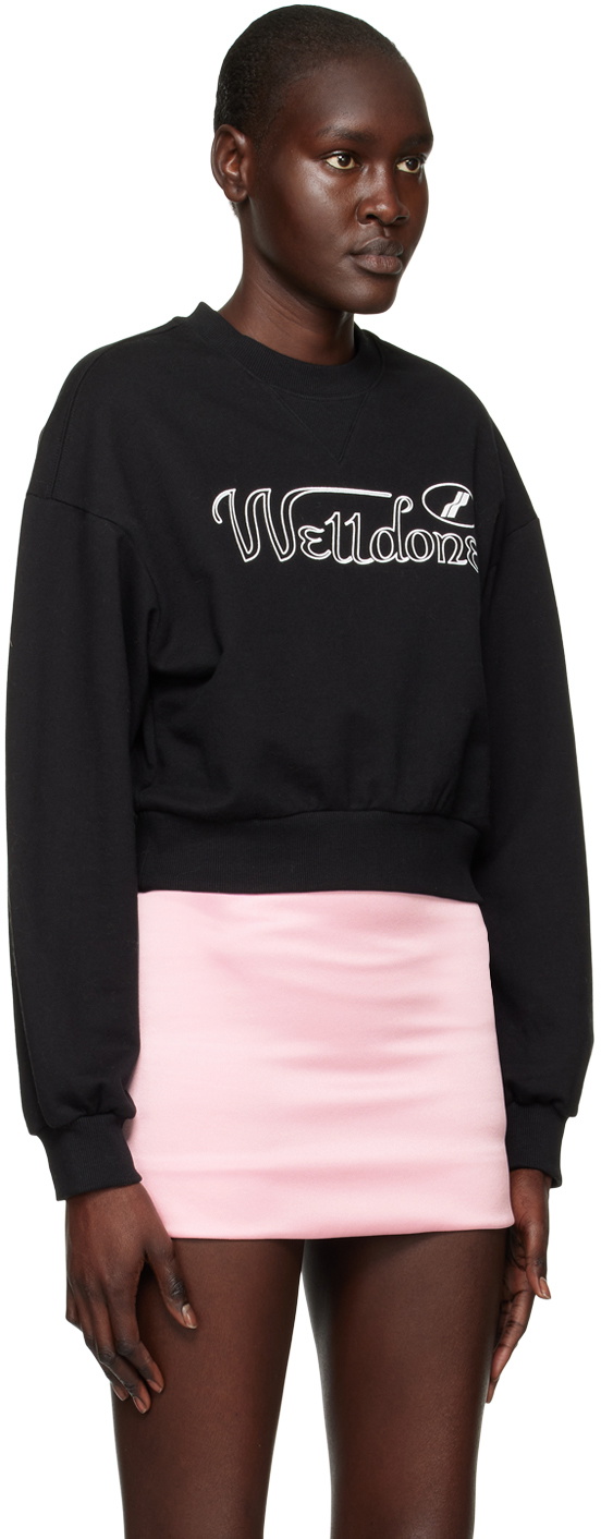 We11done Black Cropped Sweatshirt We11done
