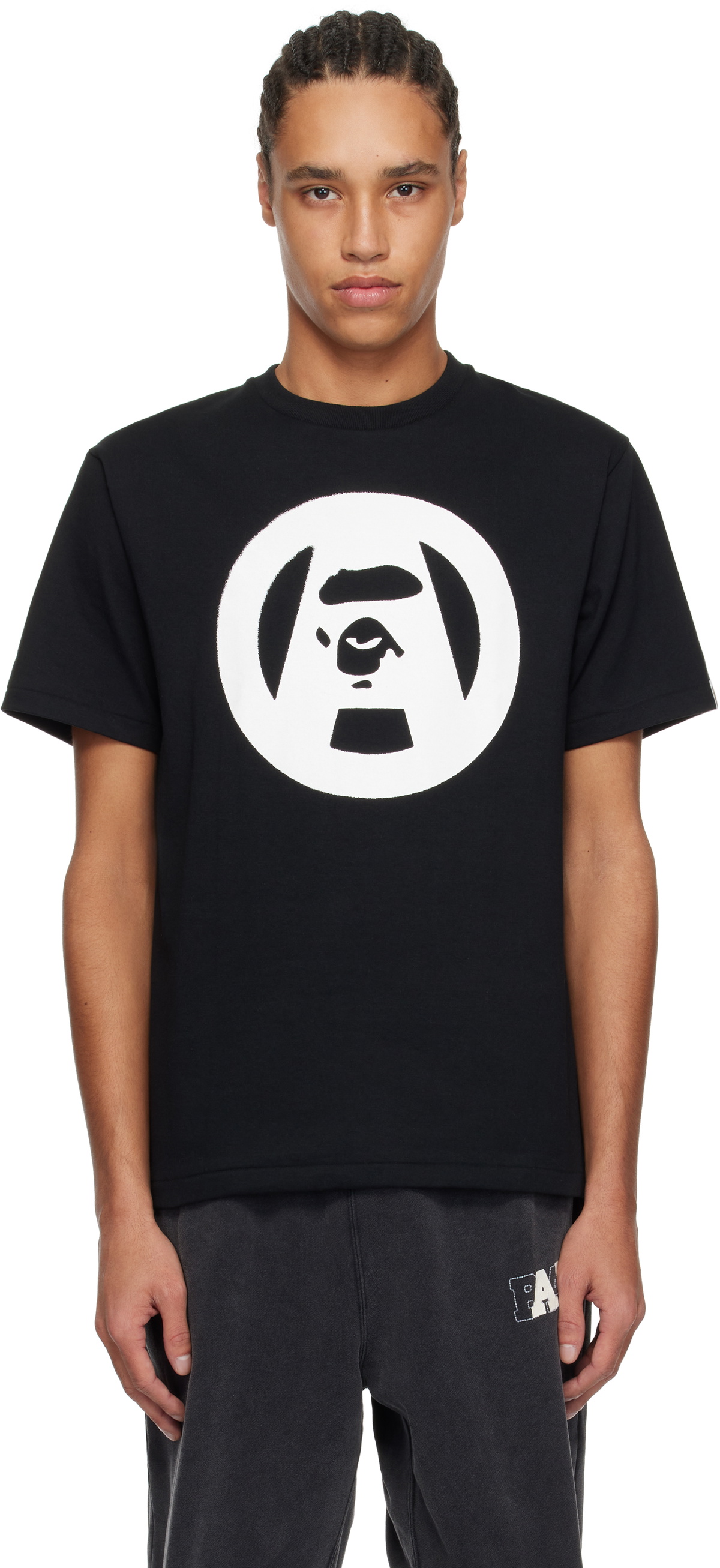 BAPE Black Stencil Circle Ape Face T-shirt A Bathing Ape