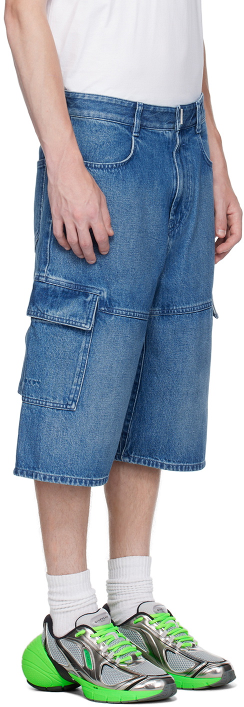 Givenchy Blue Paneled Denim Shorts Givenchy