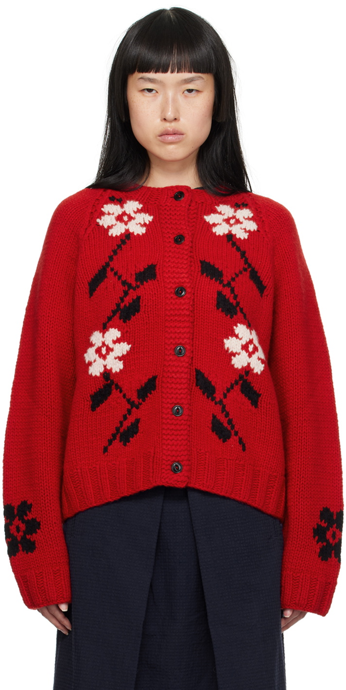 YMC Red Atomic Flower Cardigan YMC