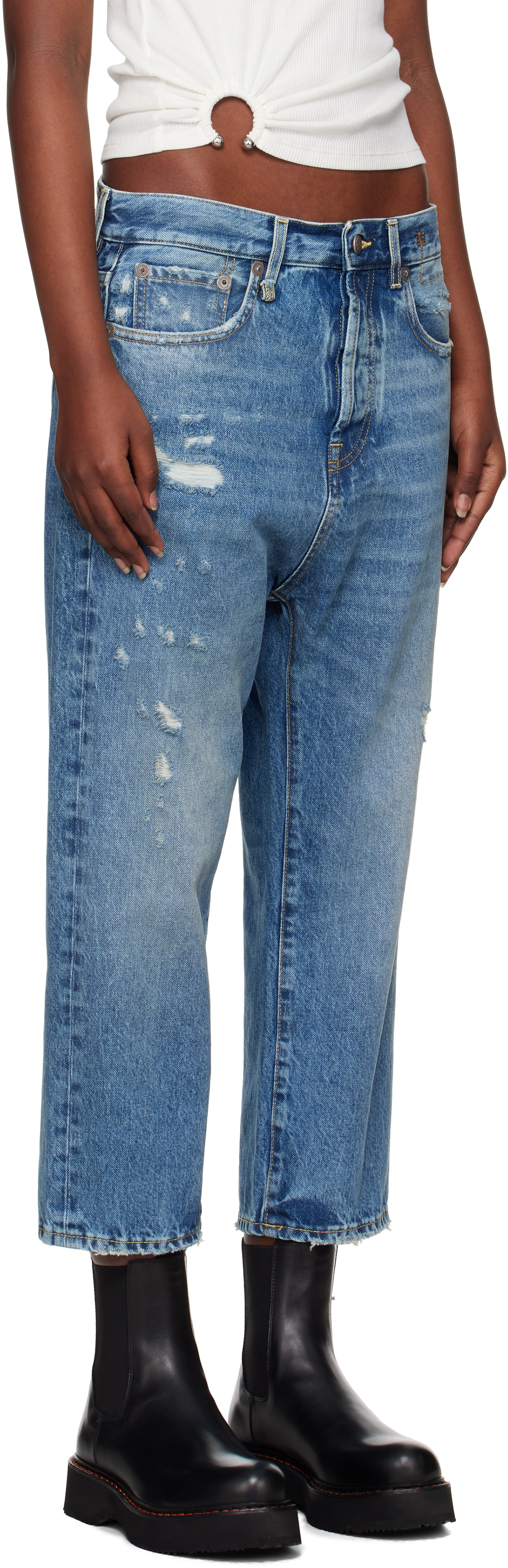 R13 Blue Tailored Drop Jeans R13