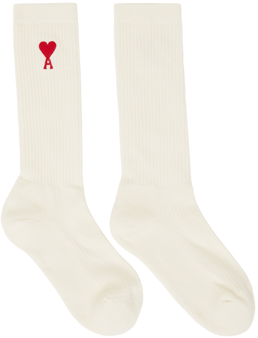AMI Paris Three-Pack Off-White Ami de Cœur Socks AMI