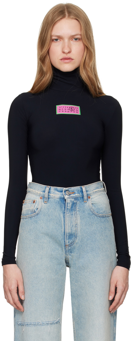 MM6 Maison Margiela Black Jersey Bodysuit MM6 Maison Margiela