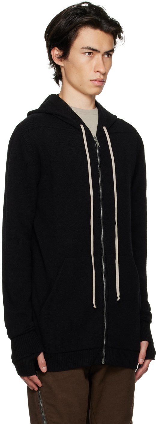 Rick Owens Black Zipped Hoodie Rick Owens