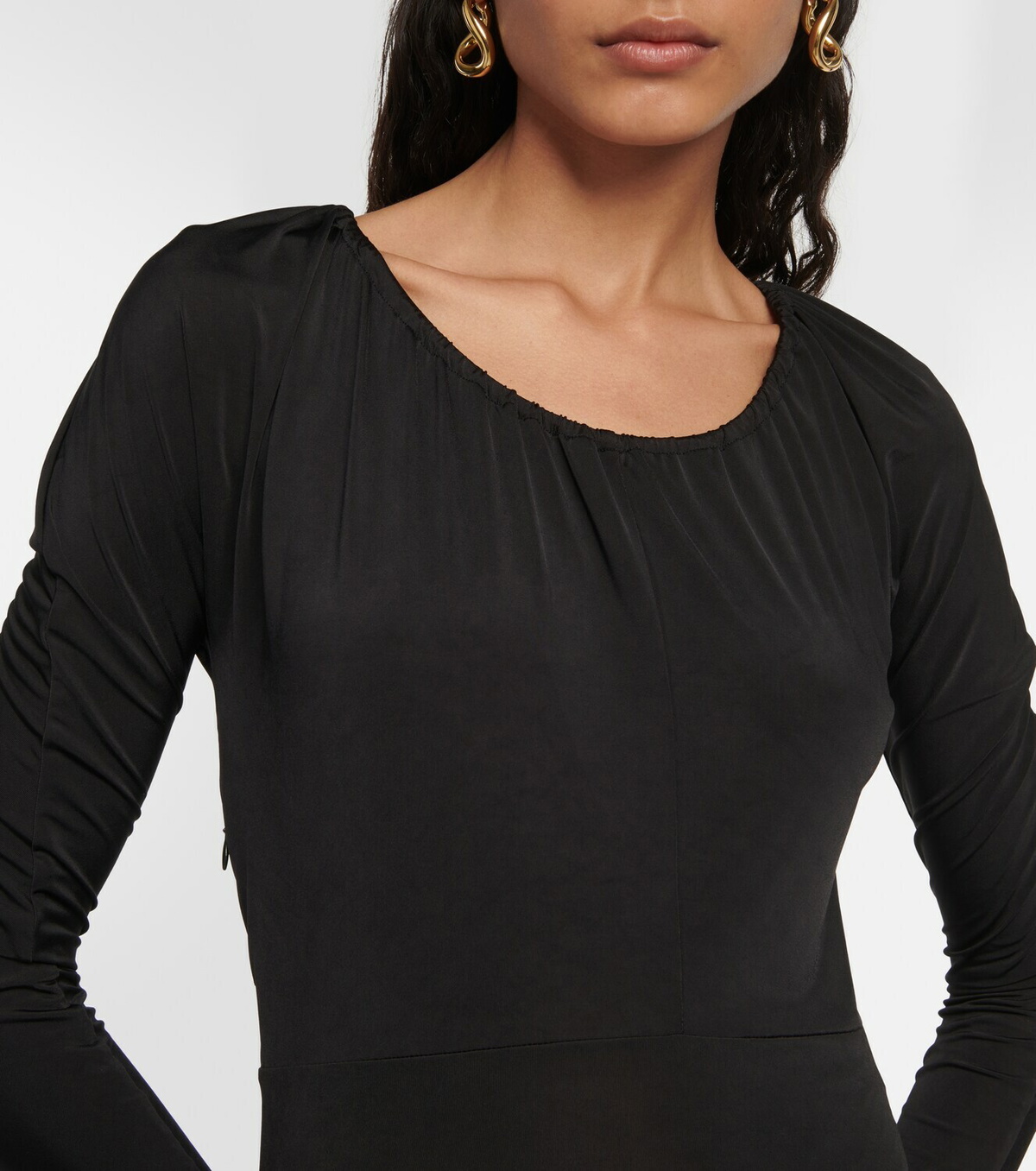 Victoria Beckham Ruched Wrap Jersey Midi Dress Victoria Beckham