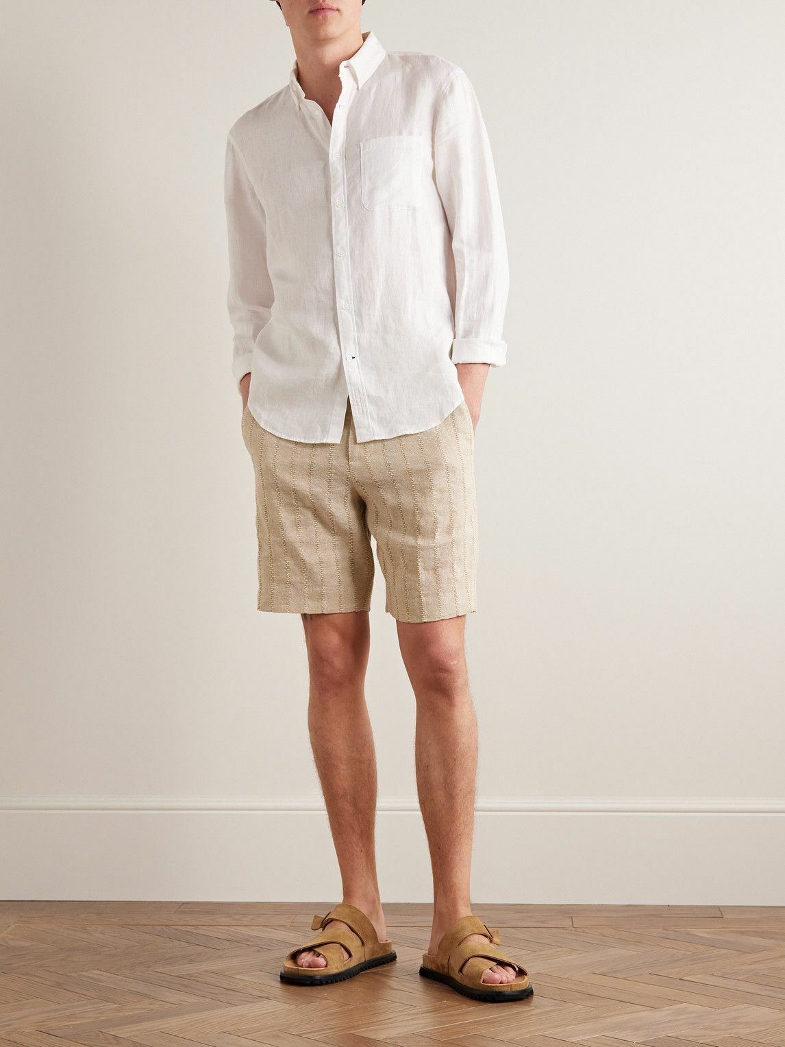 Club Monaco - Button-Down Collar Linen Shirt - White Club Monaco