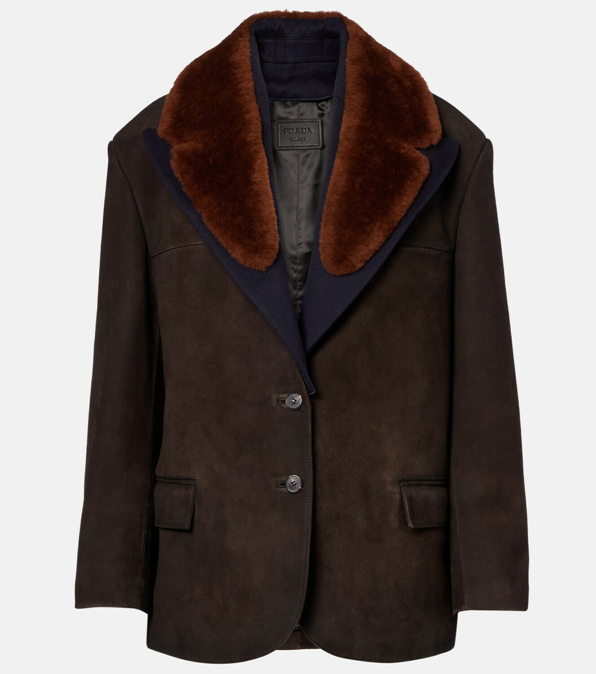 Prada Shearling-trimmed suede jacket Prada