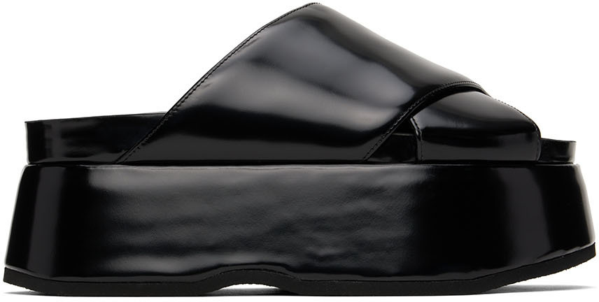 Junya Watanabe Black Platform Kip Sandals Junya Watanabe