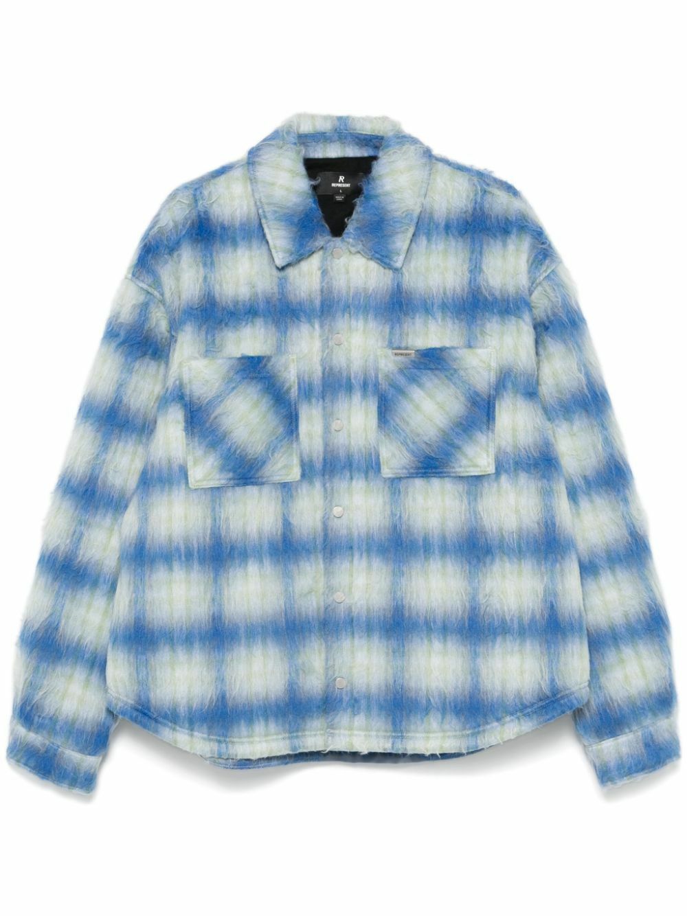 Represent Blue Textured Shirt Jacket Represent