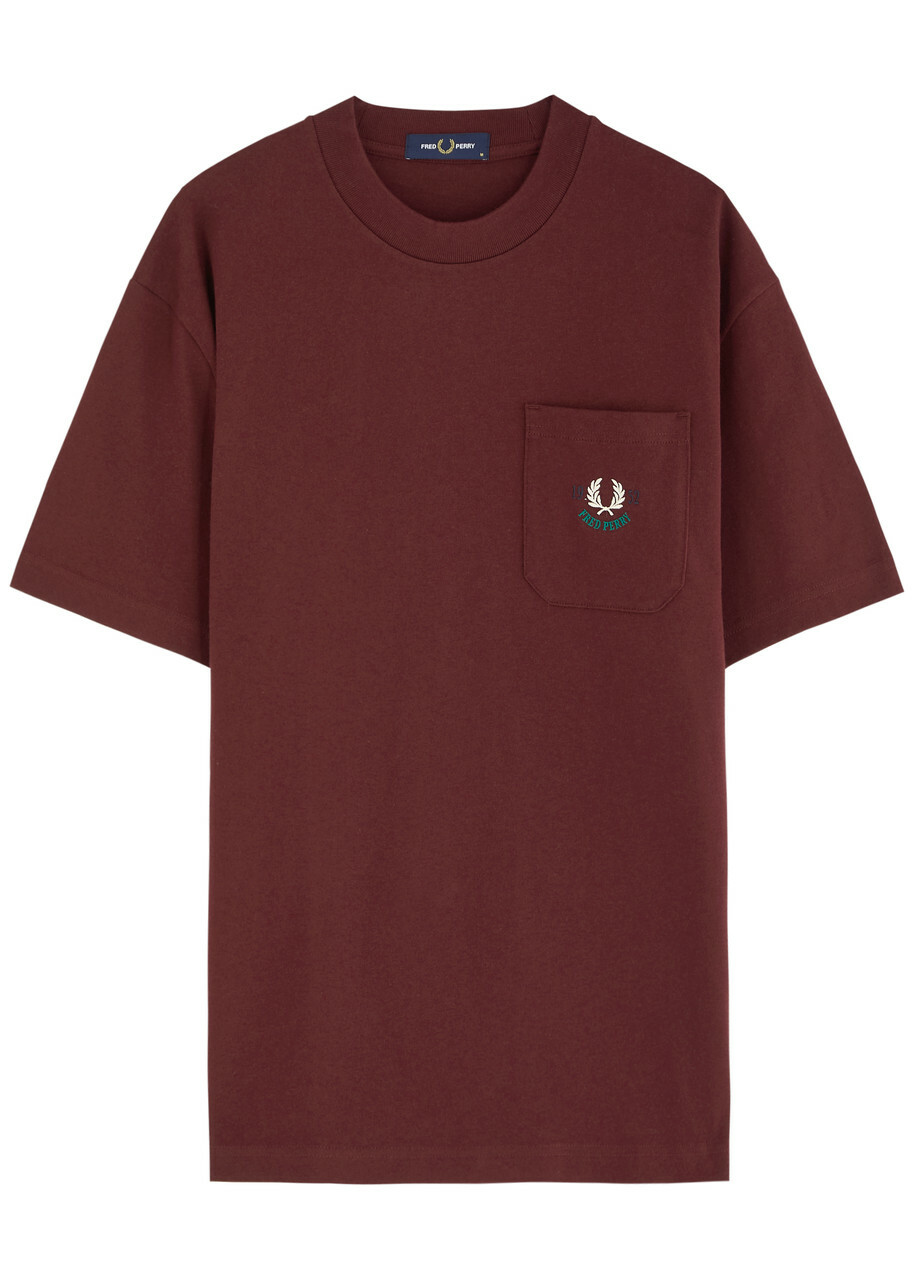 Fred Perry Logo-embroidered Cotton T-shirt Maroon Fred Perry