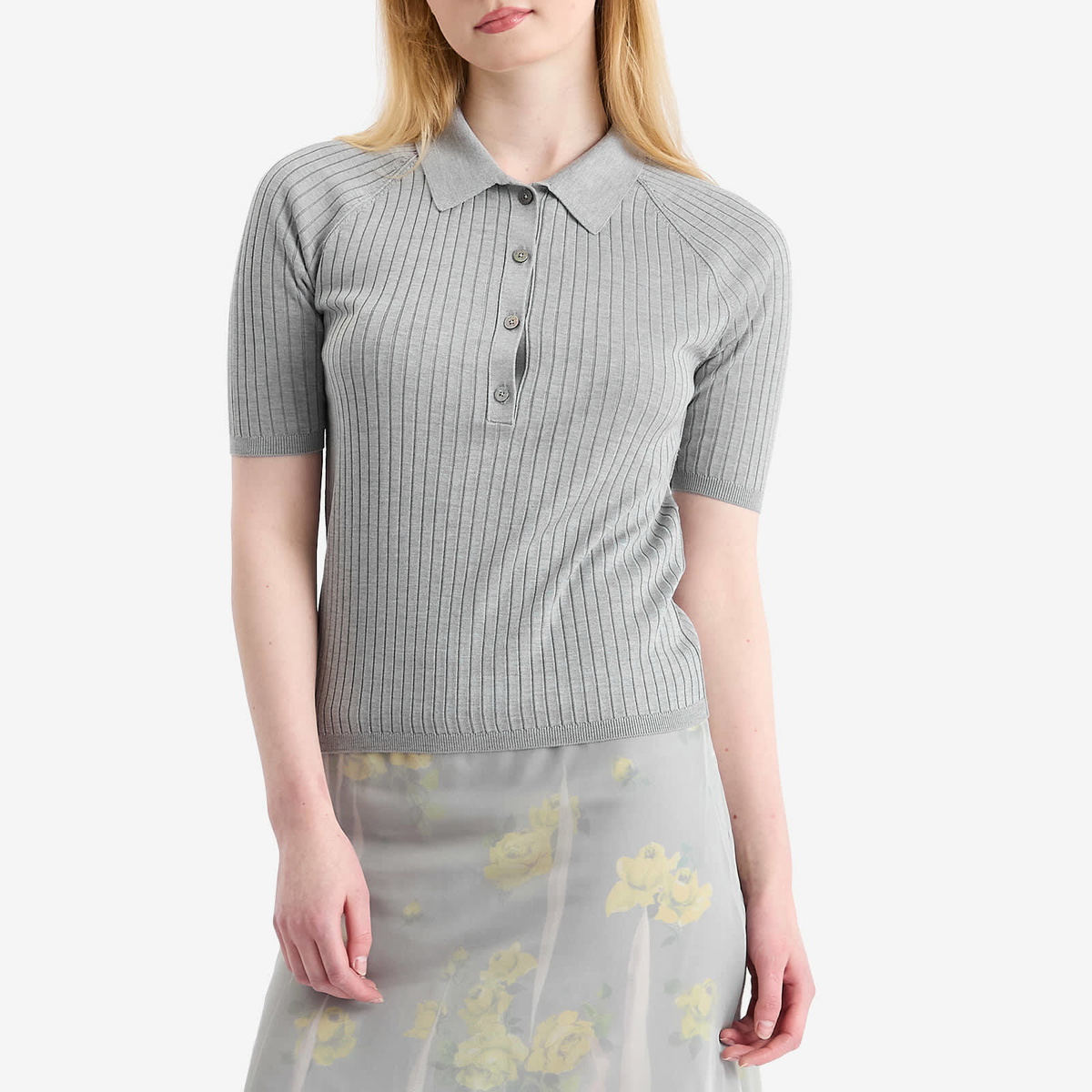 Acne Studios Women's Kamanda Lightweight Base Layer Knitted Polo Top in ...
