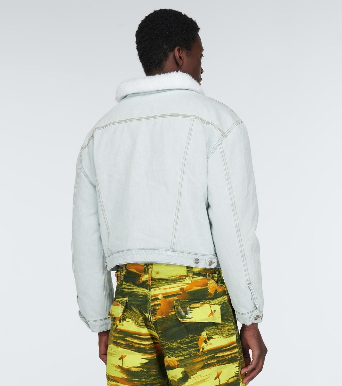 ERL Faux shearling-trimmed denim jacket ERL