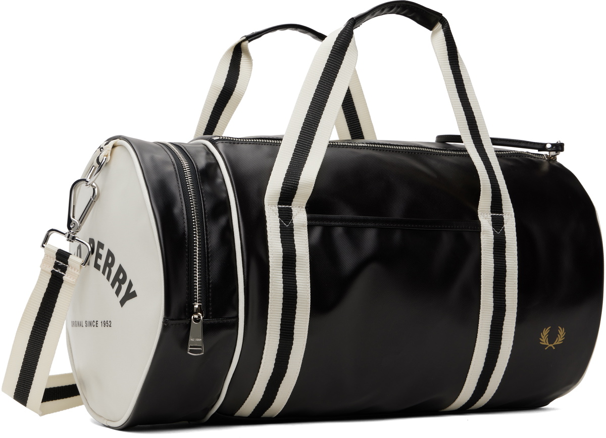 Fred Perry Black & Off-White Classic Barrel Duffle Bag Fred Perry